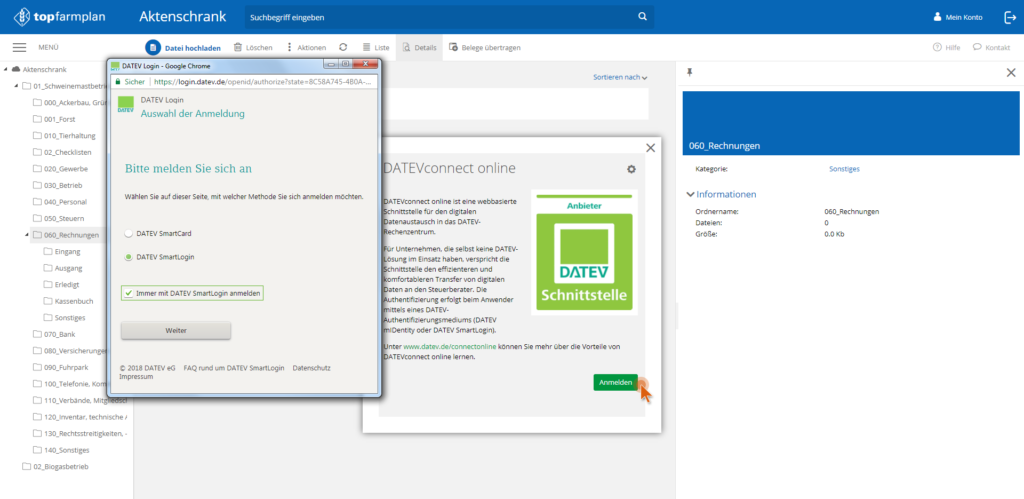 Datenübertragung top farmplan zu DATEV Unternehmen online